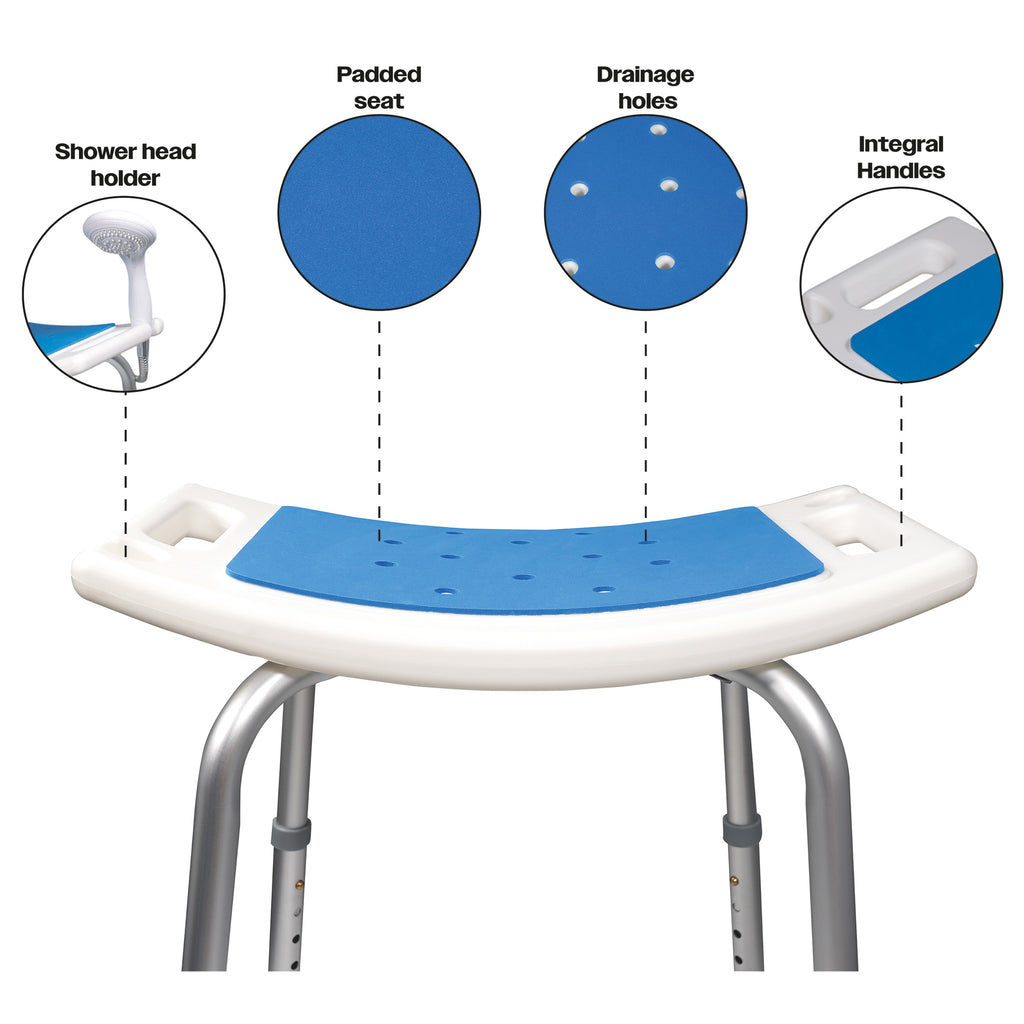 Shower Stool with Seat Padding – Physiosupplies